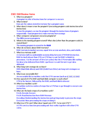 CSCI 340 Review for OS Functions - OS functions and related concepts items OS definition. An ...