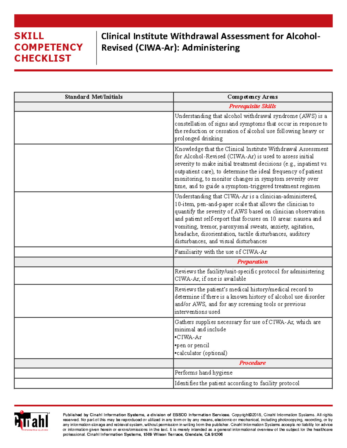 7-Competency CIWA - Study - Published by Cinahl Information Systems, a ...
