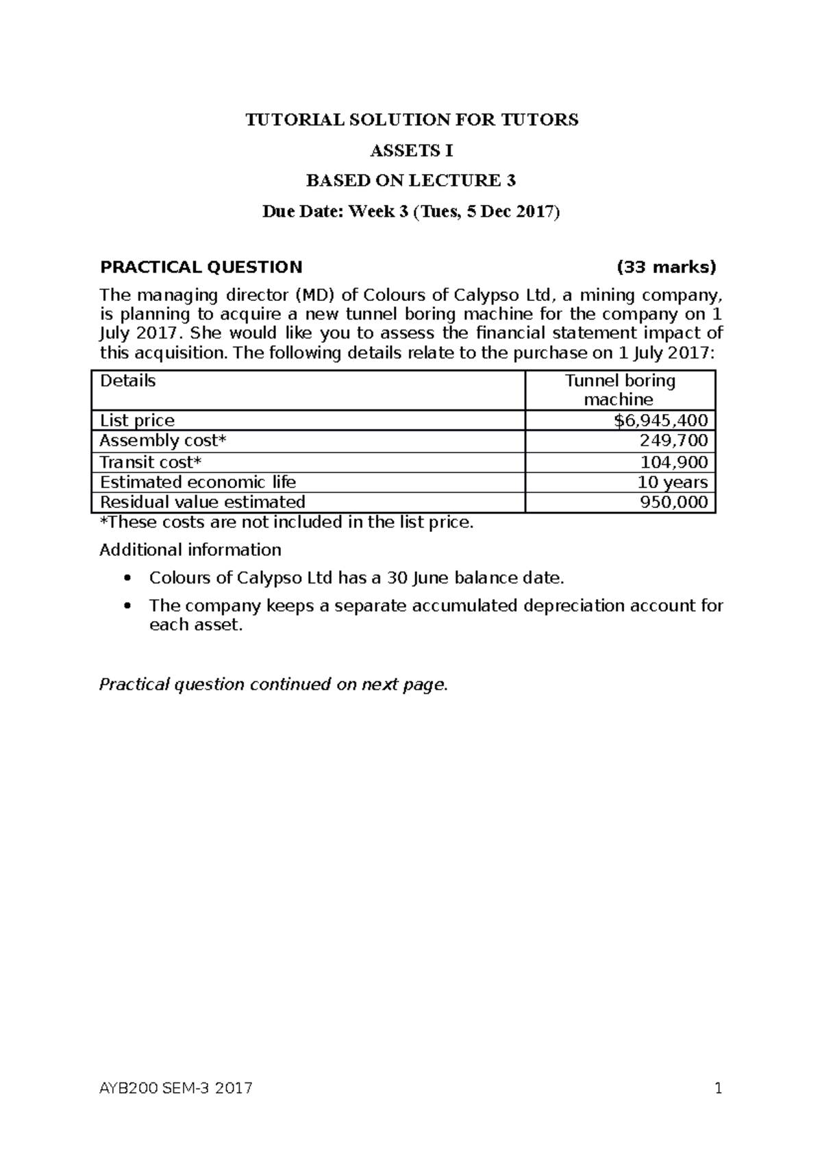 1703 Lecture 3 Assets 1 Solution Tutorial Solution For Tutors Assets I Based On Lecture 3 Due