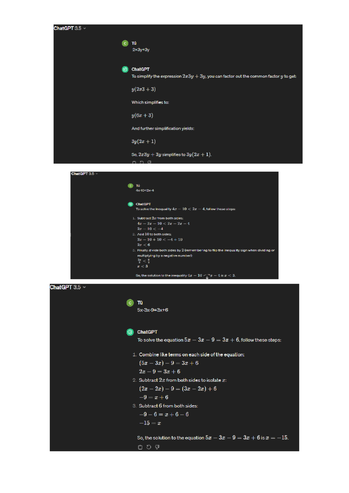 Doc1 - ChatGPT 3 C Tú SS ChatGPT To simplify the expression 2x3y 3y ...
