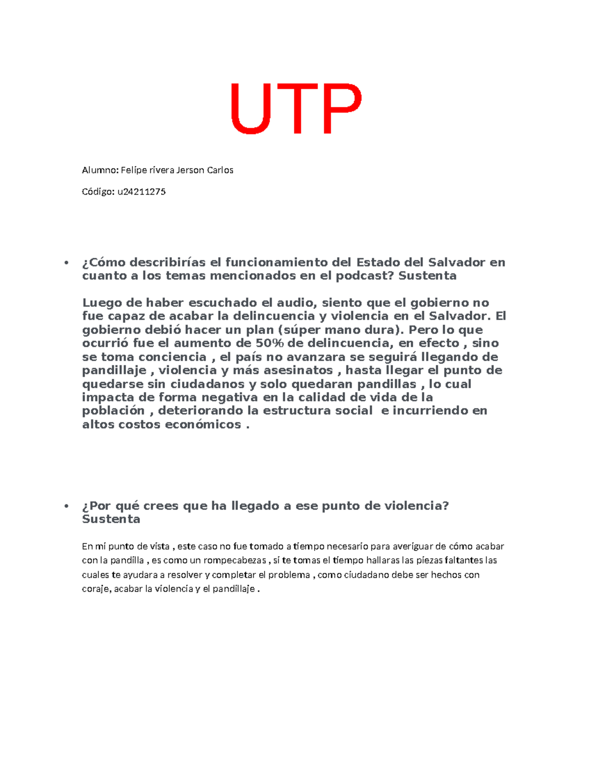 Etica 9 - tarea47 - UTP Alumno: Felipe rivera Jerson Carlos Código: u ...
