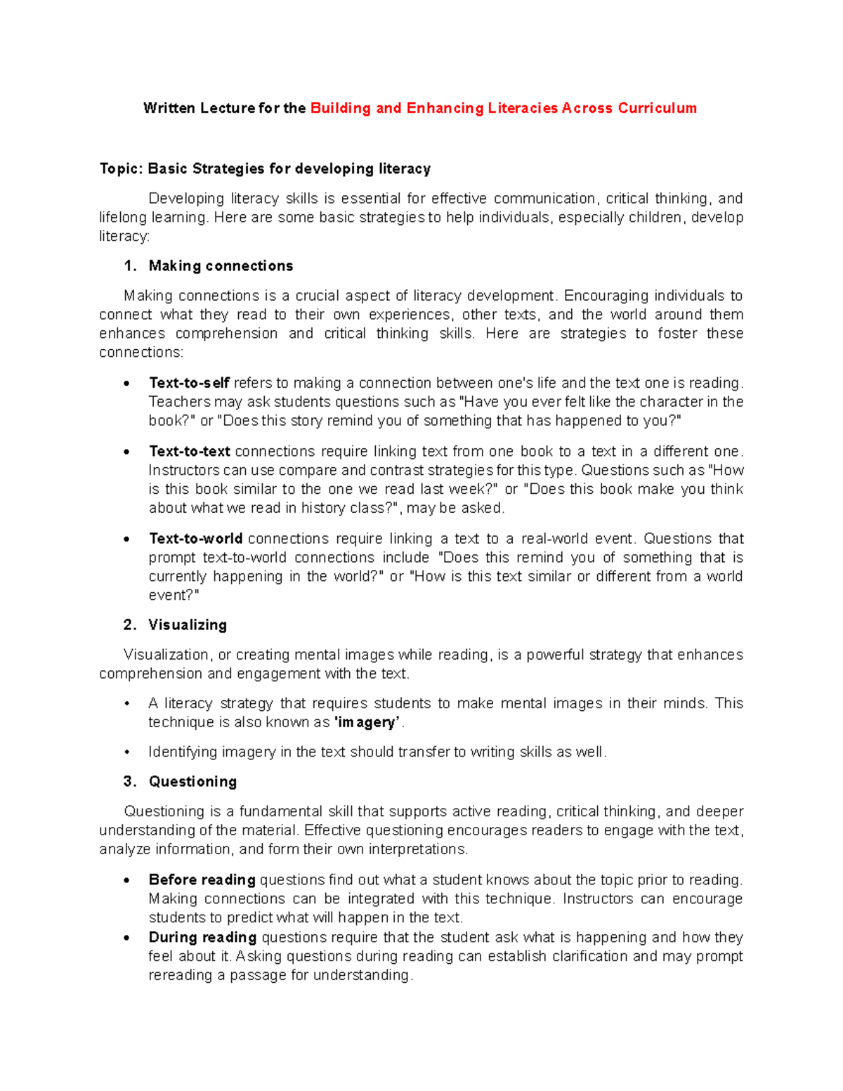 Short Module for Benlac (Feb 16) - Written Lecture for the Building and ...