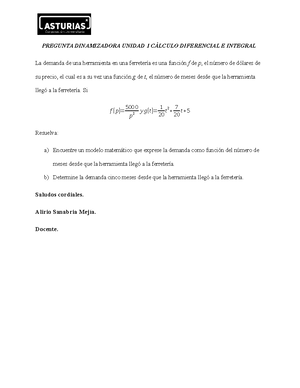 Caso practico unidad 2 - CASO PRÁCTICO UNIDAD 2 CALCULO DIFERENCIAL E INTEGRAL WUENDY DOMEYRA ...