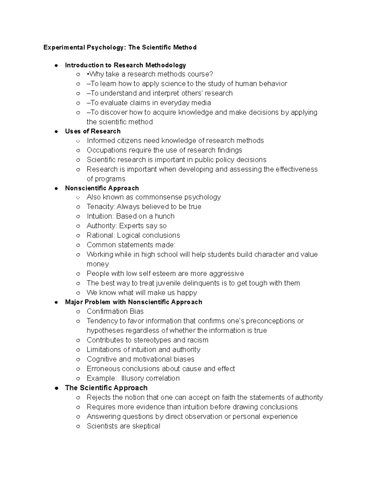 Experimental 1 lecture - Experimental Psychology: The Scientific Method ...