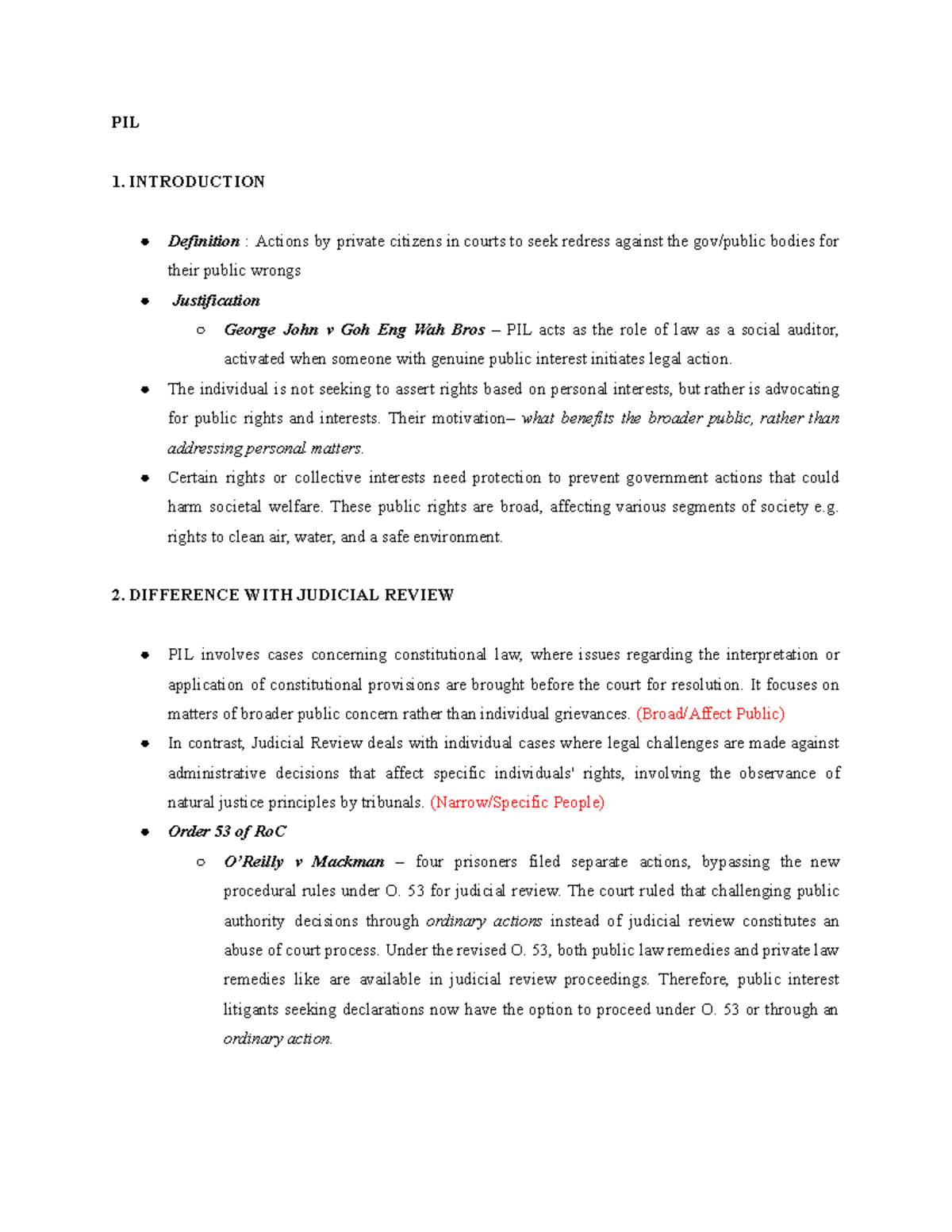 Public Interest Litigation -2 - PIL 1. INTRODUCTION Definition ...