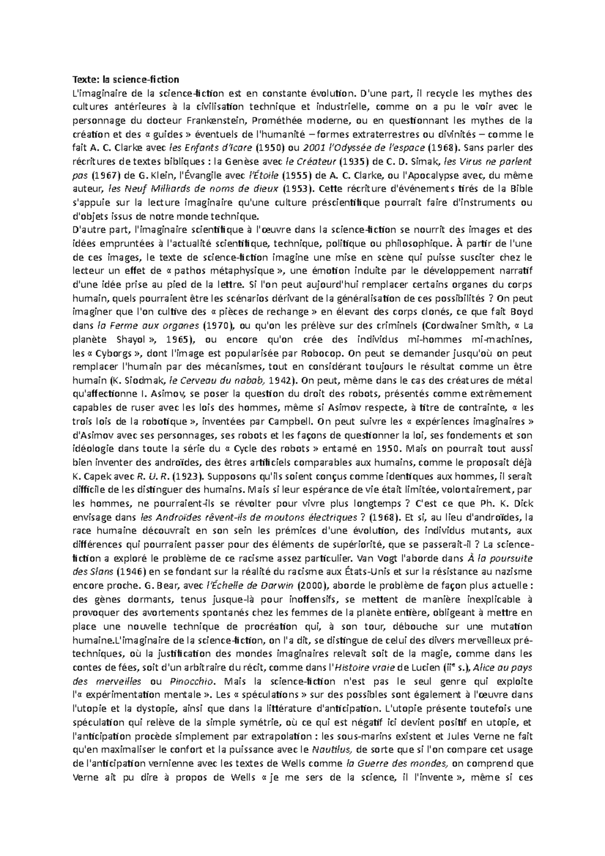 Texte la science fiction - Texte: la science-fiction L'imaginaire de la ...