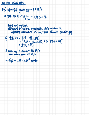 BT2101 Mid Term Solution (1) - BT2101 Mid-Term Exam Rubric This document only contains suggested ...