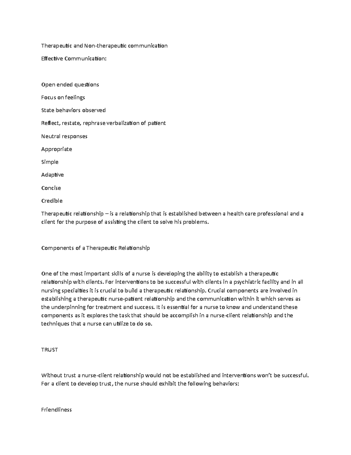 Therapeutic and non therapeutic communication - Therapeutic and Non ...