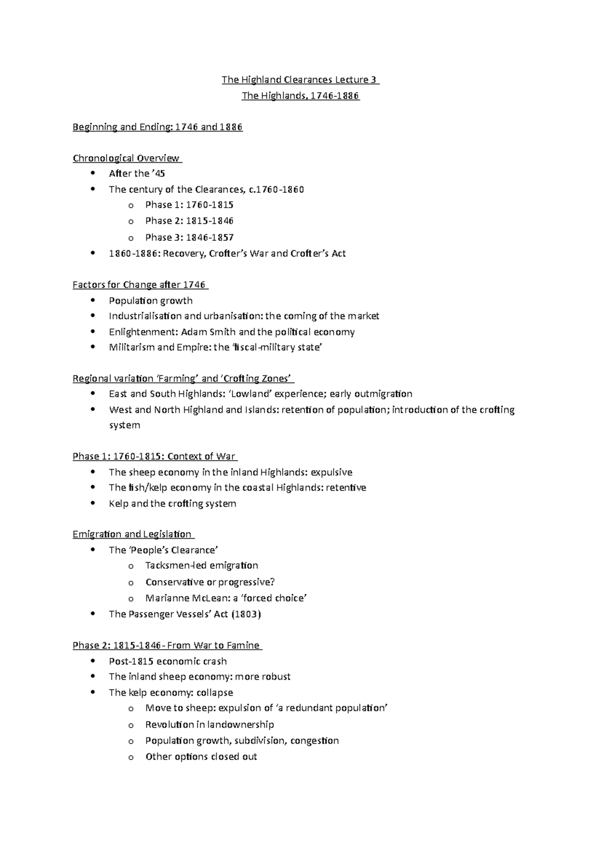 The Highland Clearances Lecture 3 - Trying to resist the clearances The ...