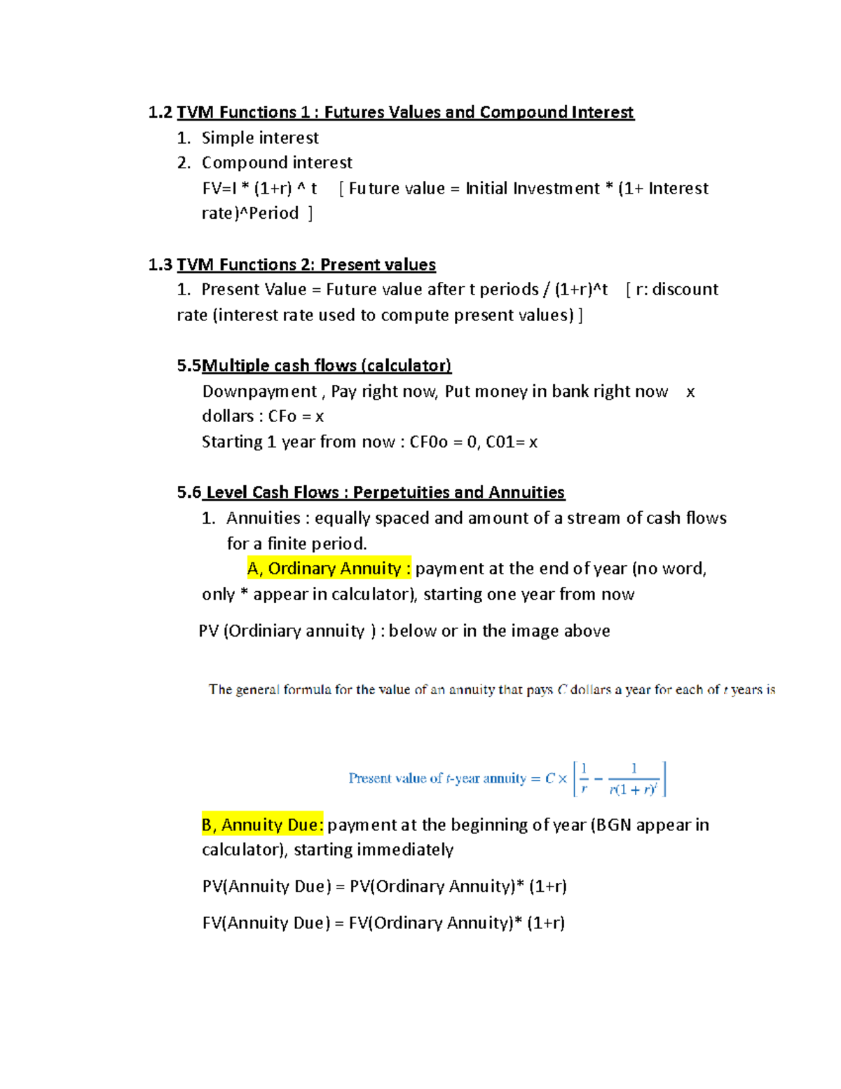 Lesson 5 notes and formulas - 1 TVM Functions 1 : Futures Values and ...