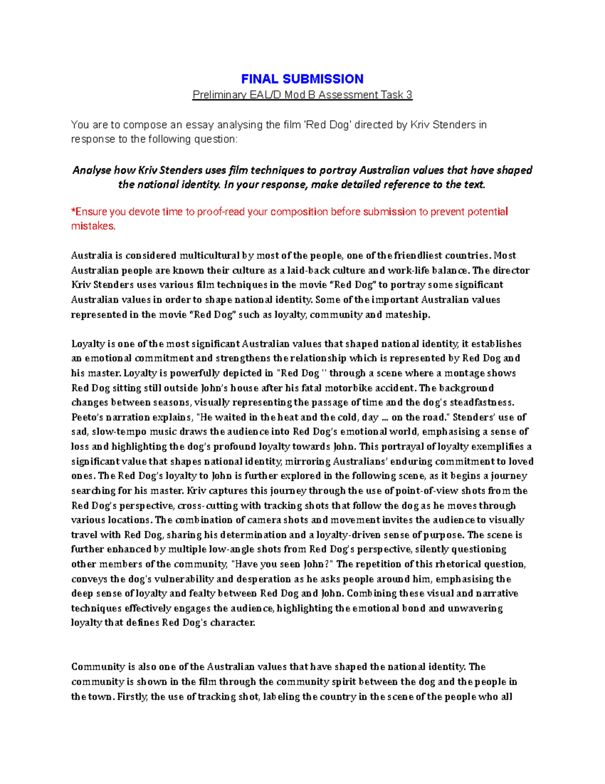 Lachlan Siu - Final Submission - Mod B Assessment task 3 - FINAL SUBMISSION Preliminary EAL/D ...