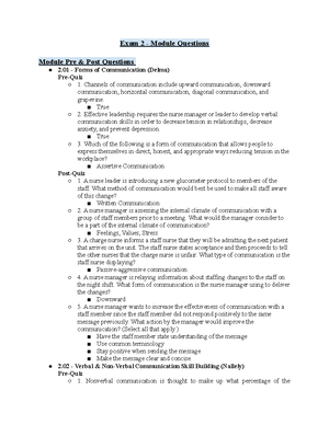 Exam 1 Module Questions - Exam 1 - Module Questions Module Pre & Post ...