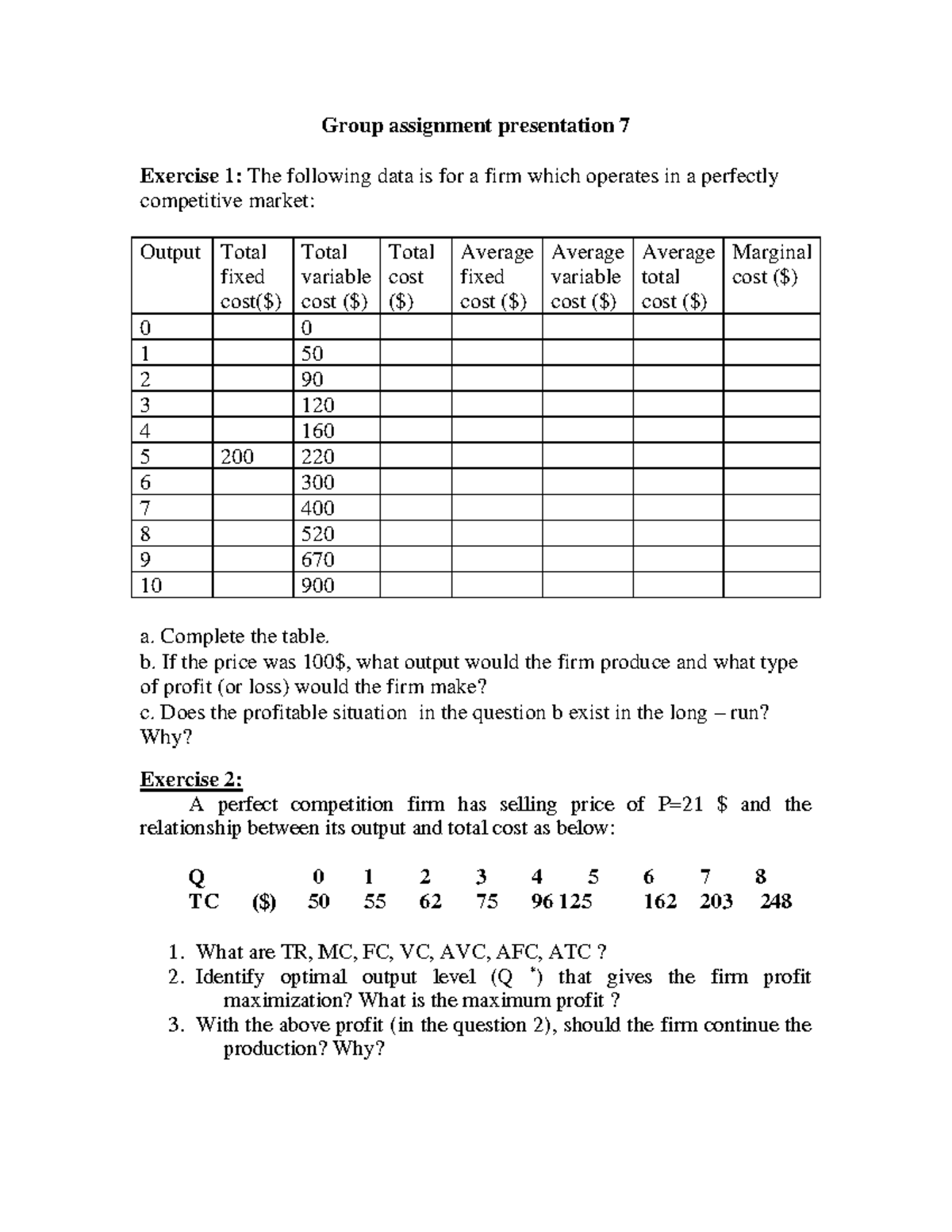 Presentation Assignment 7 - Group assignment presentation 7 Exercise 1 ...