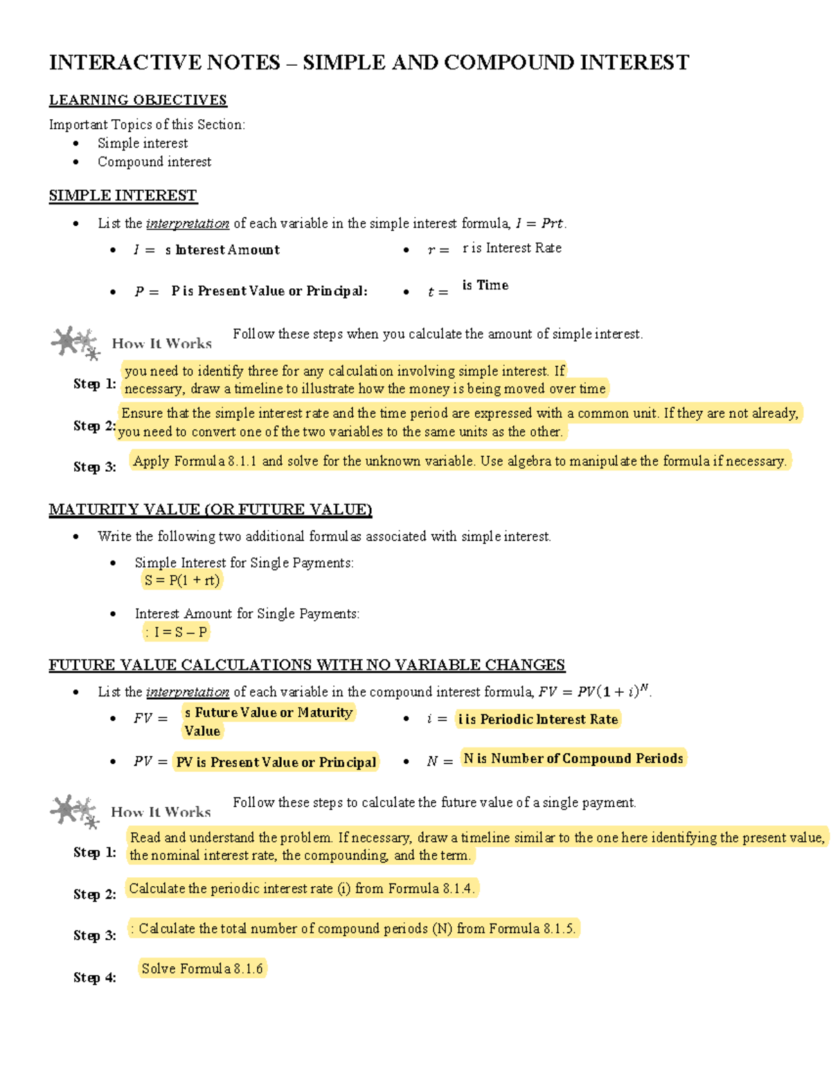 Module 08 - Worksheets - INTERACTIVE NOTES – SIMPLE AND COMPOUND ...
