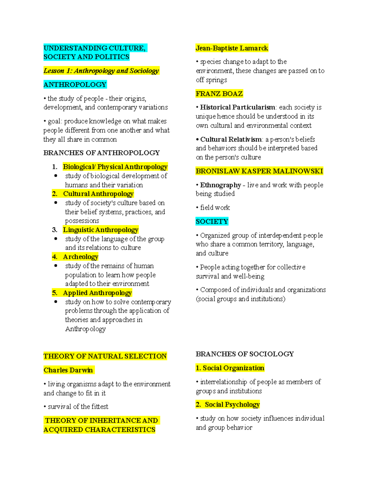 Senior HIGH School - UCSP Reviewer - UNDERSTANDING CULTURE, SOCIETY AND ...