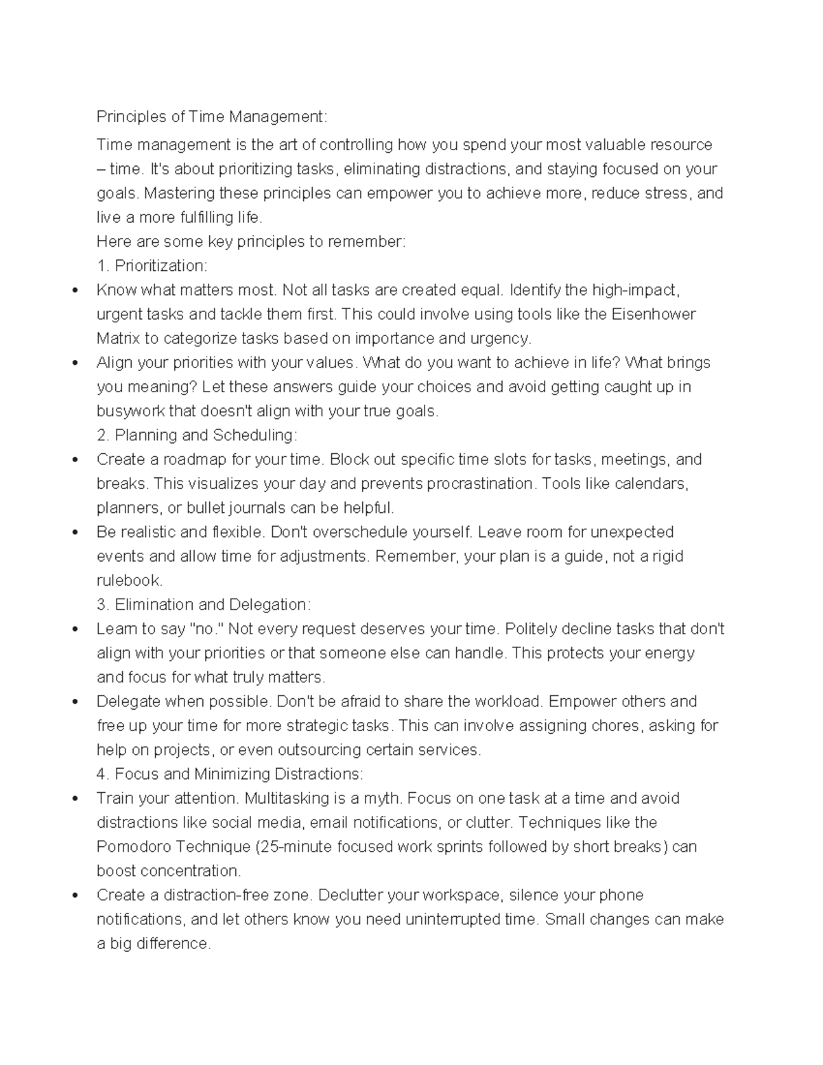 Principles of Time Management for ppt - Principles of Time Management ...