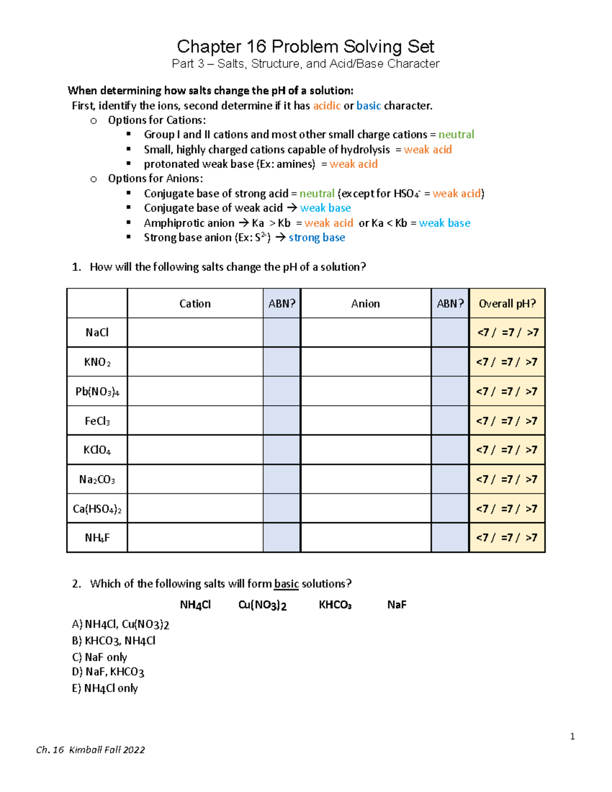 Ch16 Practice Problems Pt3 - 1 Chapter 16 Problem Solving Set Part 3 ...