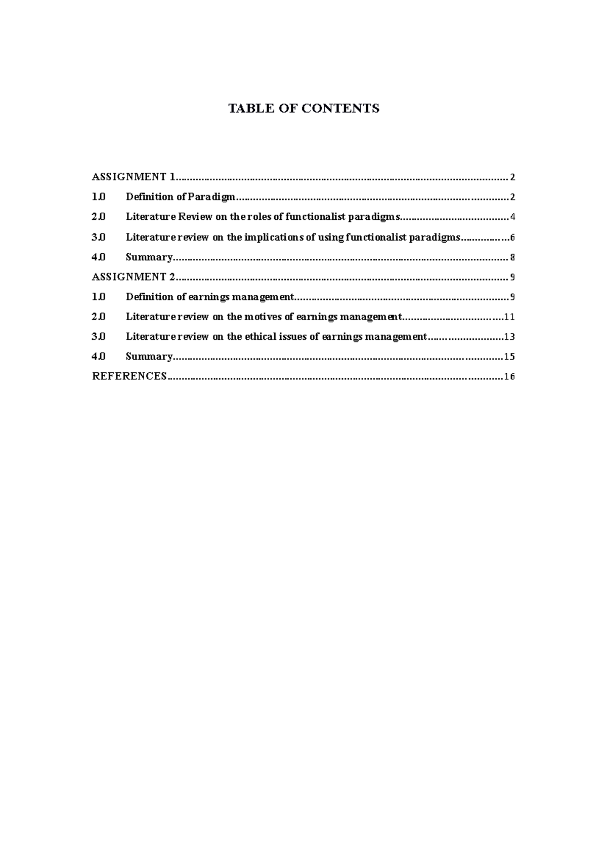 ACCT Theory (KY) - TABLE OF CONTENTS ASSIGNMENT - Studocu