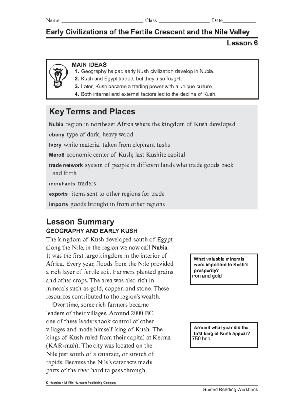 Antwone Owens - Kingdom of Kush Workbook assignment - Name