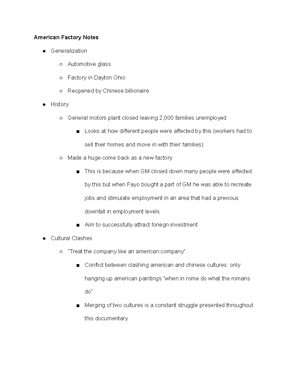 American Factory Notes - Studocu