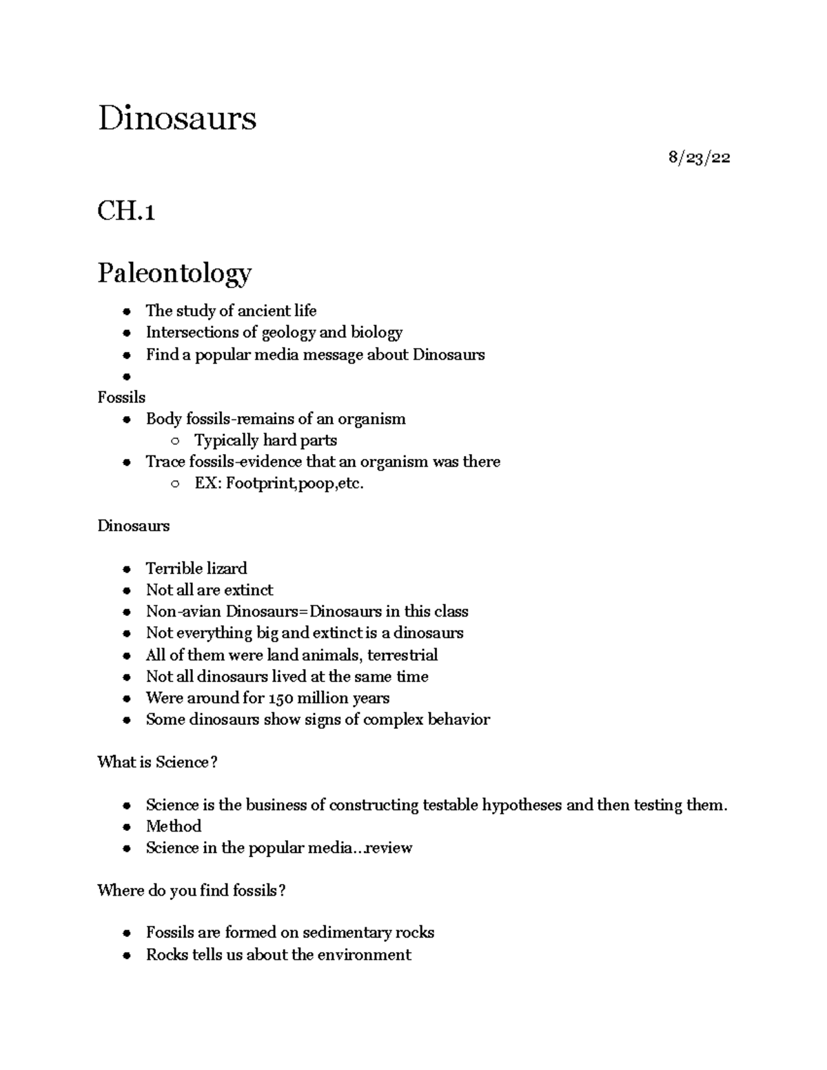 Geology: Dinosaurs! - Dinosaurs ####### 8/23/ CH. Paleontology The ...