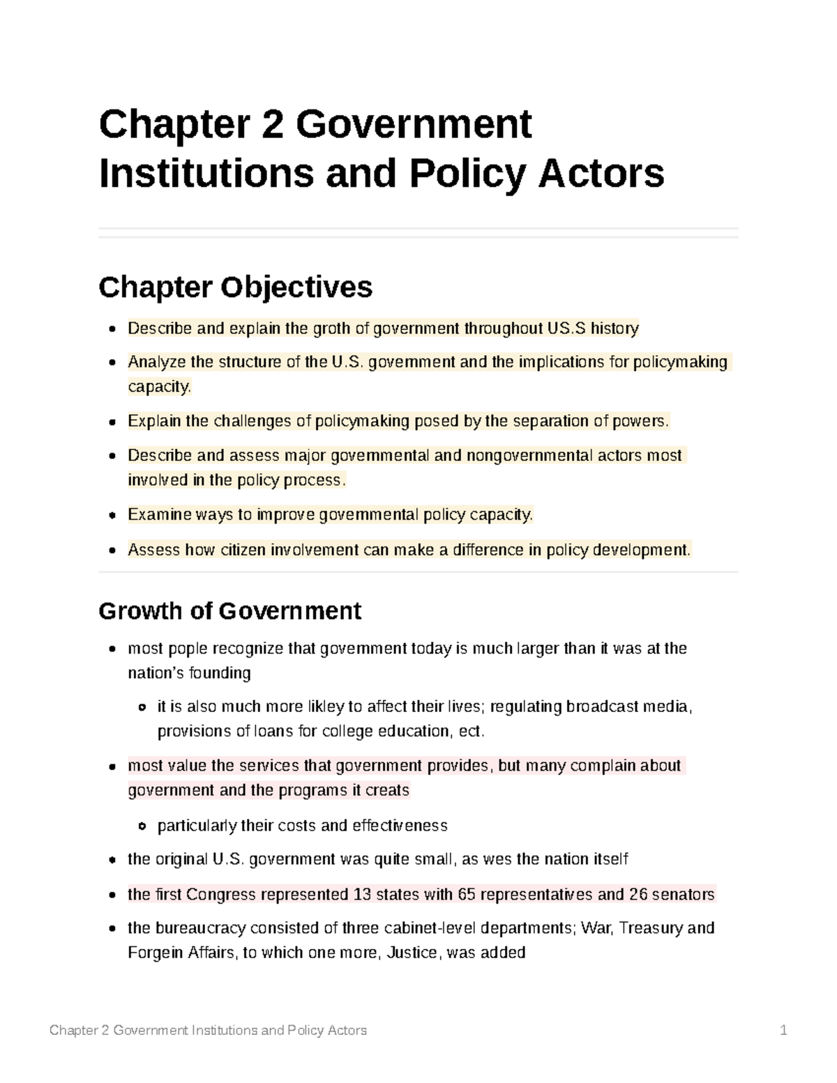 Chapter 2 Government Institutions and Policy Actors Pt1 - Chapter 2 ...