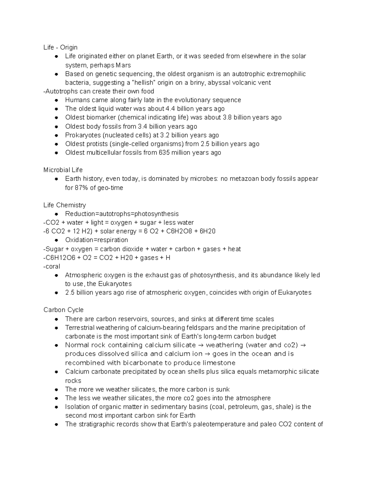 Section 8 - Life of Earth - Life - Origin Life originated either on ...