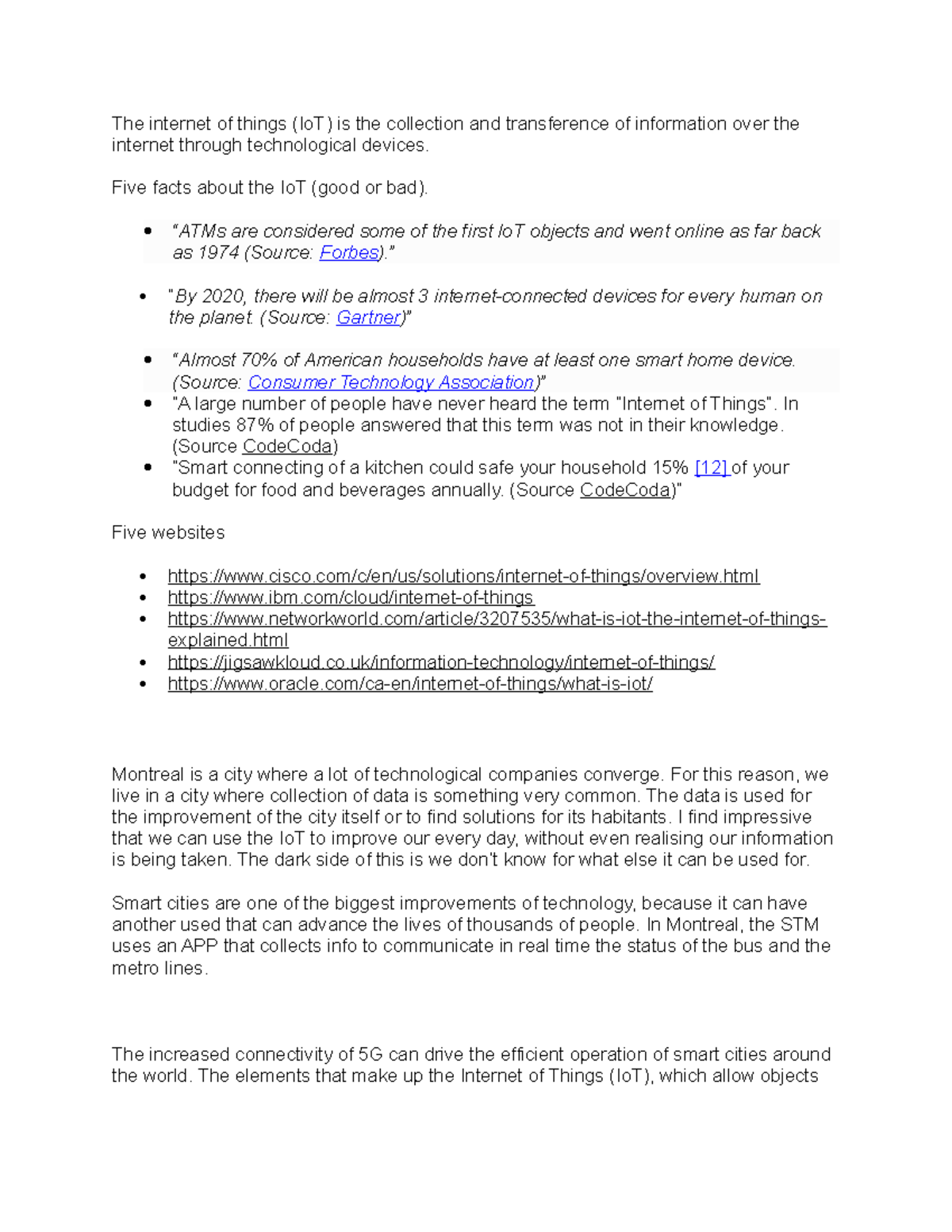 IoT (Discussion 3) - Forum discussion on the econcordia site - The ...