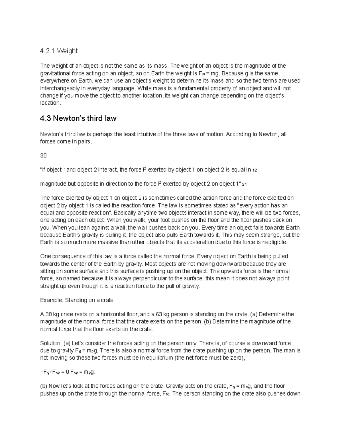 Physics Lecture Notes 8 - 4.2 Weight The weight of an object is not the ...