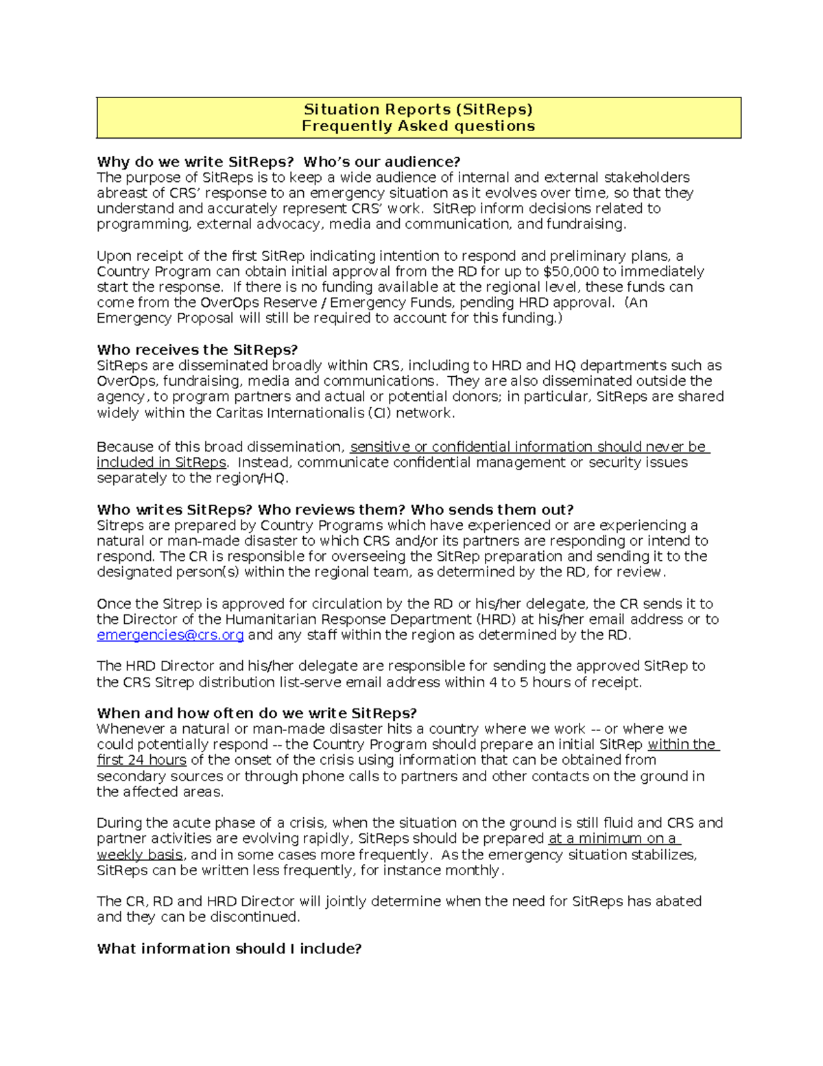 Situation Report Template updated Nov 2014 - Situation Reports (SitReps ...