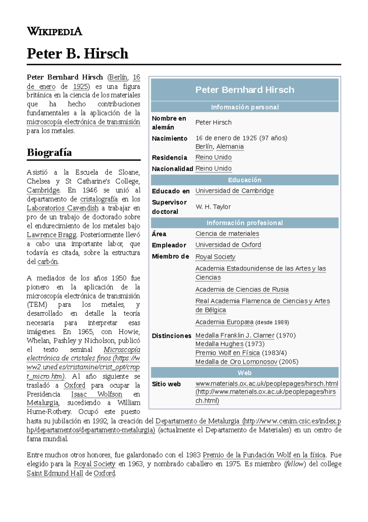 Peter B - Peter Bernhard Hirsch Información personal Nombre en alemán ...