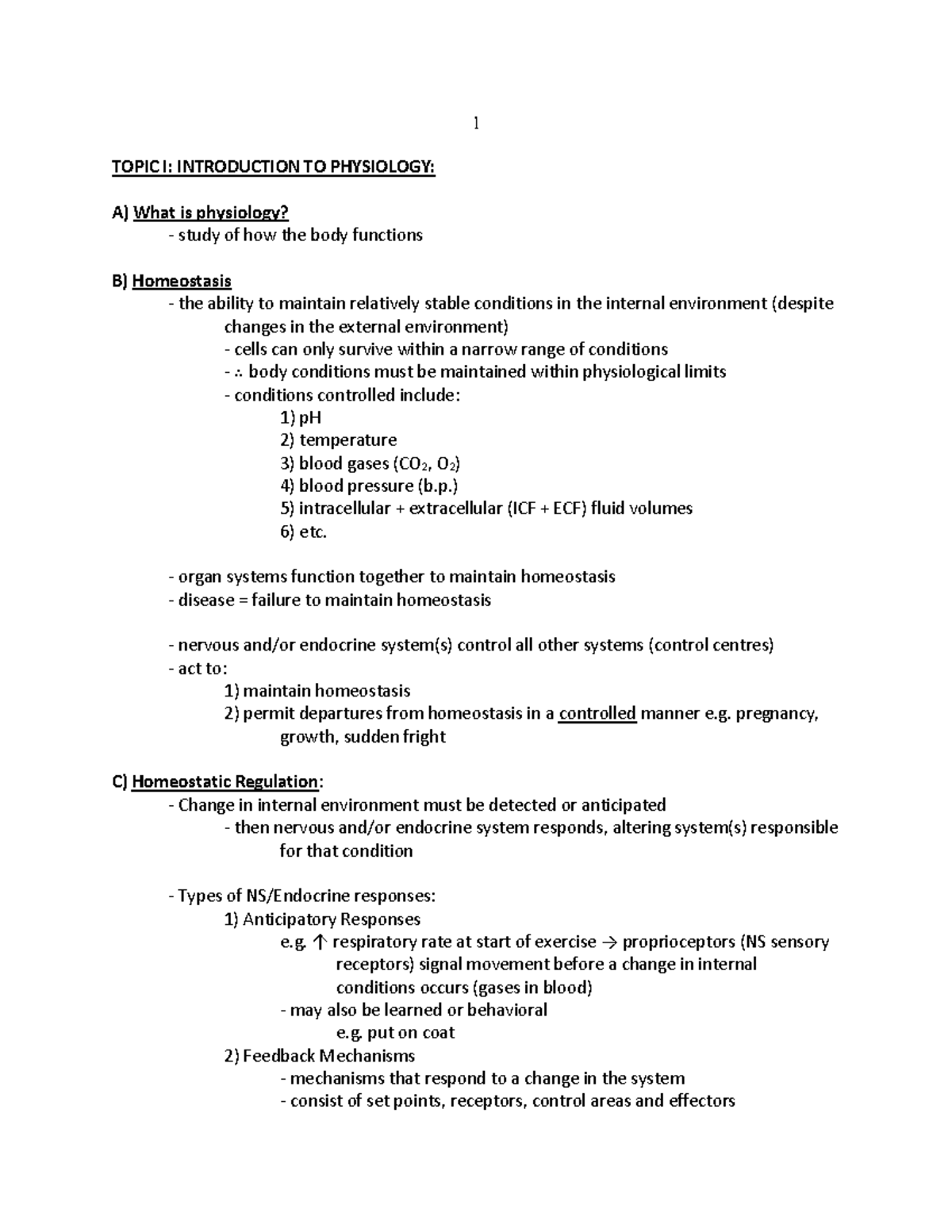 Topic I Introduction to Physiology - Warning: TT: undefined function: 32 Warning: TT: undefined ...