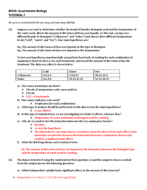 BI206 Tutorial 4 answer - BI206: Quantitative Biology TUTORIAL 4 T ...