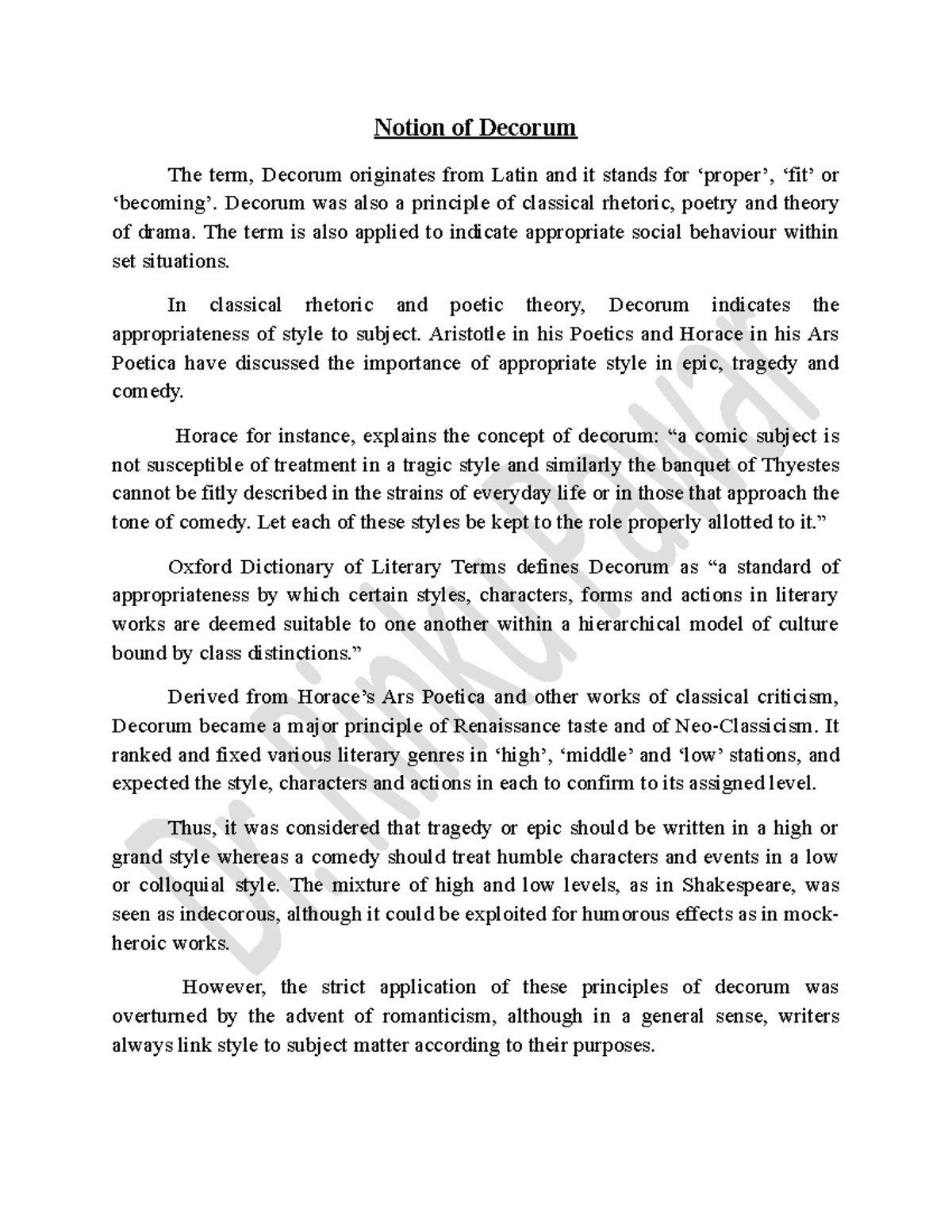 Notion of Decorum. file - Notion of Decorum The term, Decorum ...