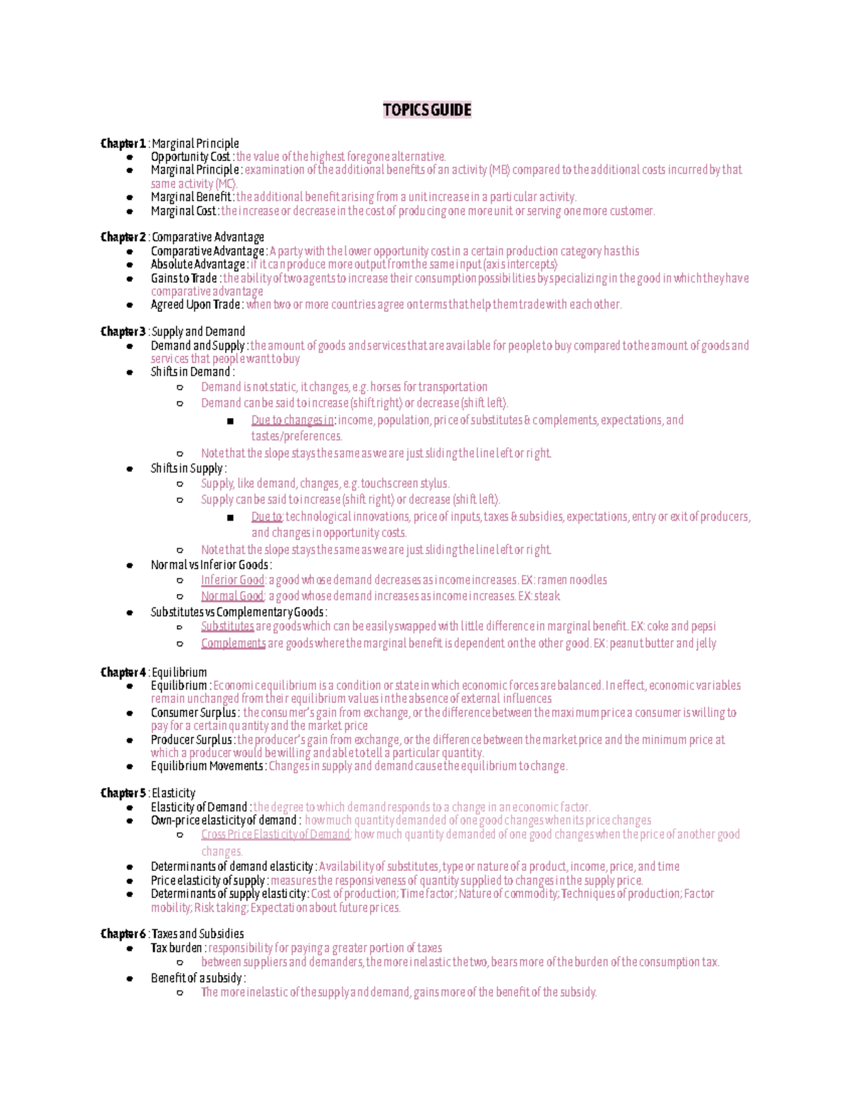 Econ EXAM I Study Guide - Summary Principles of Microeconomics - TOPICS ...