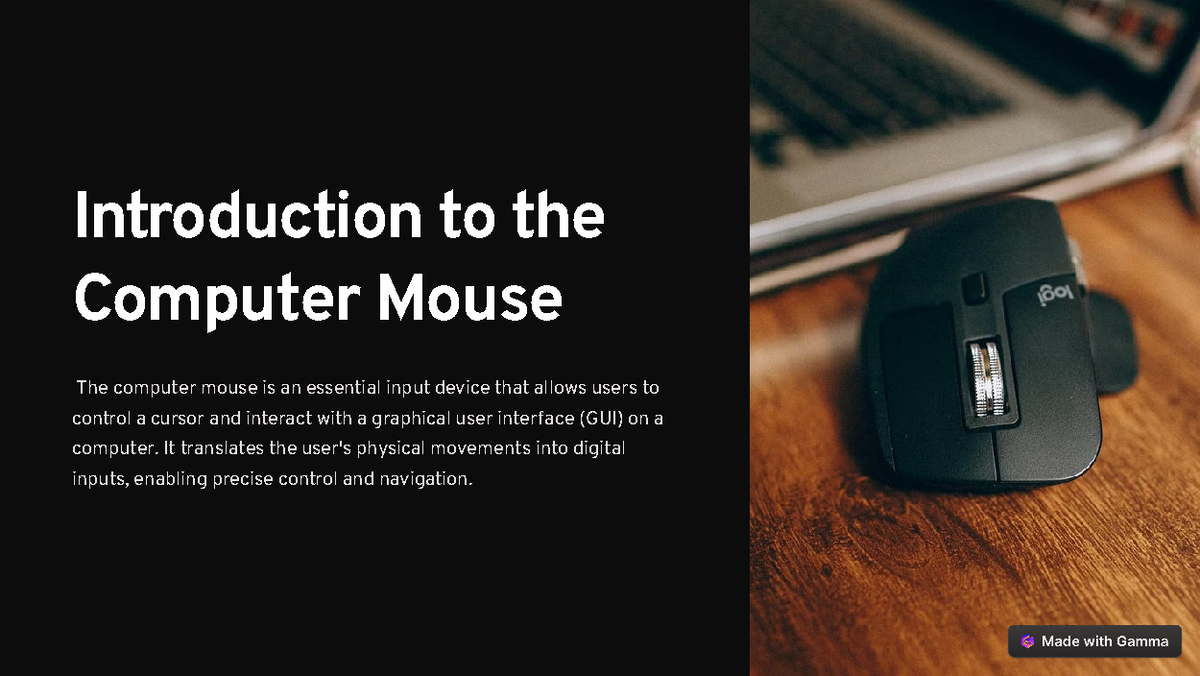 PHY - Introduction to the Computer Mouse The computer mouse is an ...