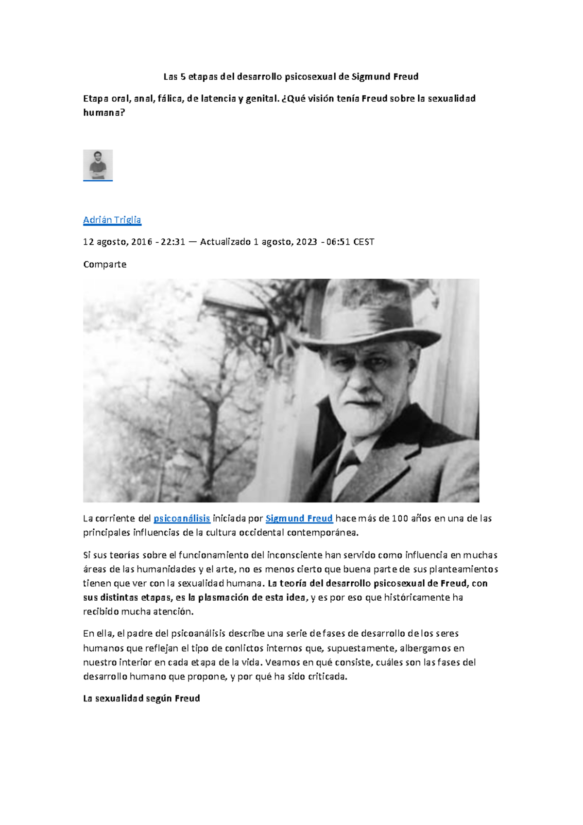 Las 5 etapas del desarrollo psicosexual de Sigmund Freud - ¿Qué visión ...