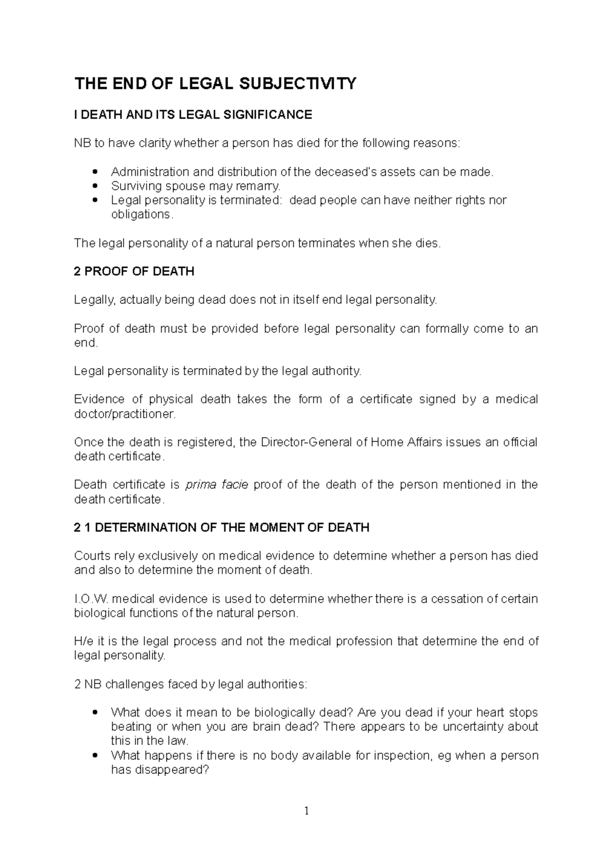 JLP CH 8 THE END OF Legal Personality Summary - THE END OF LEGAL DEATH ...