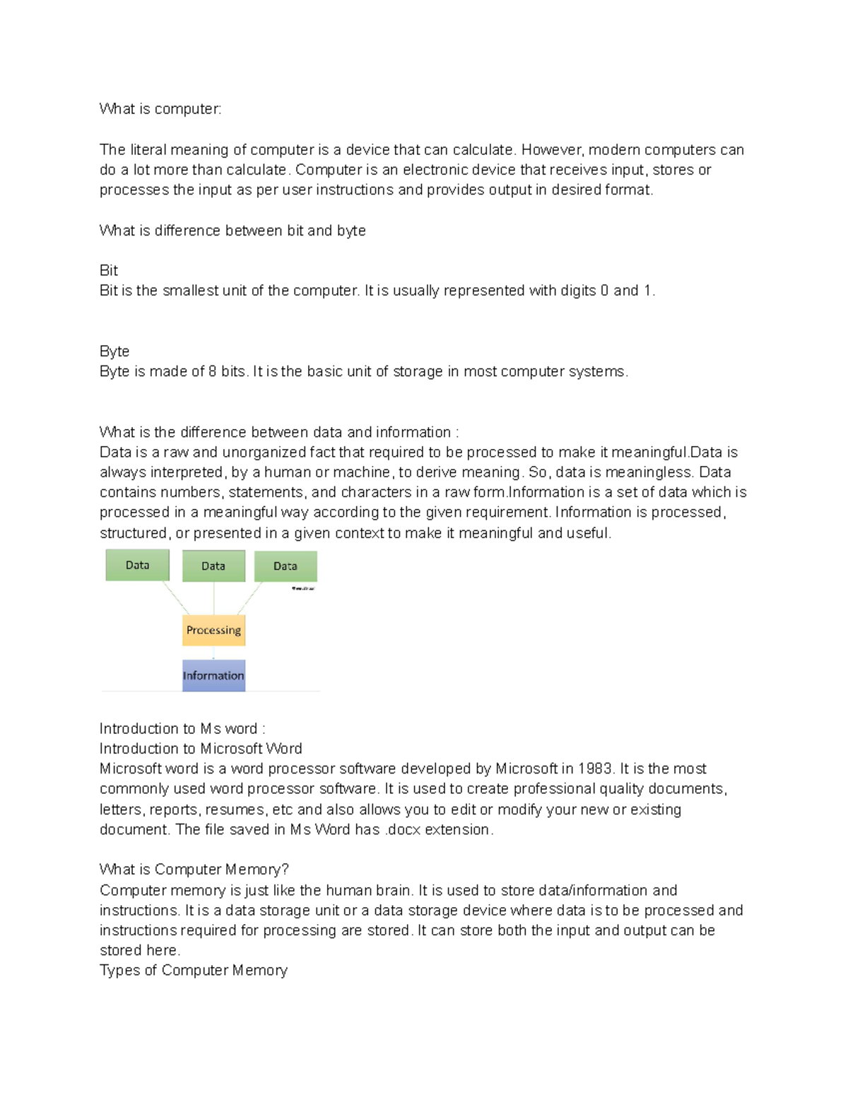 Ict syllabus for first mst - What is computer: The literal meaning of ...
