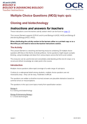AQA Module 6 Revision Notes - Module 6 (Response to Stimuli) Revision ...