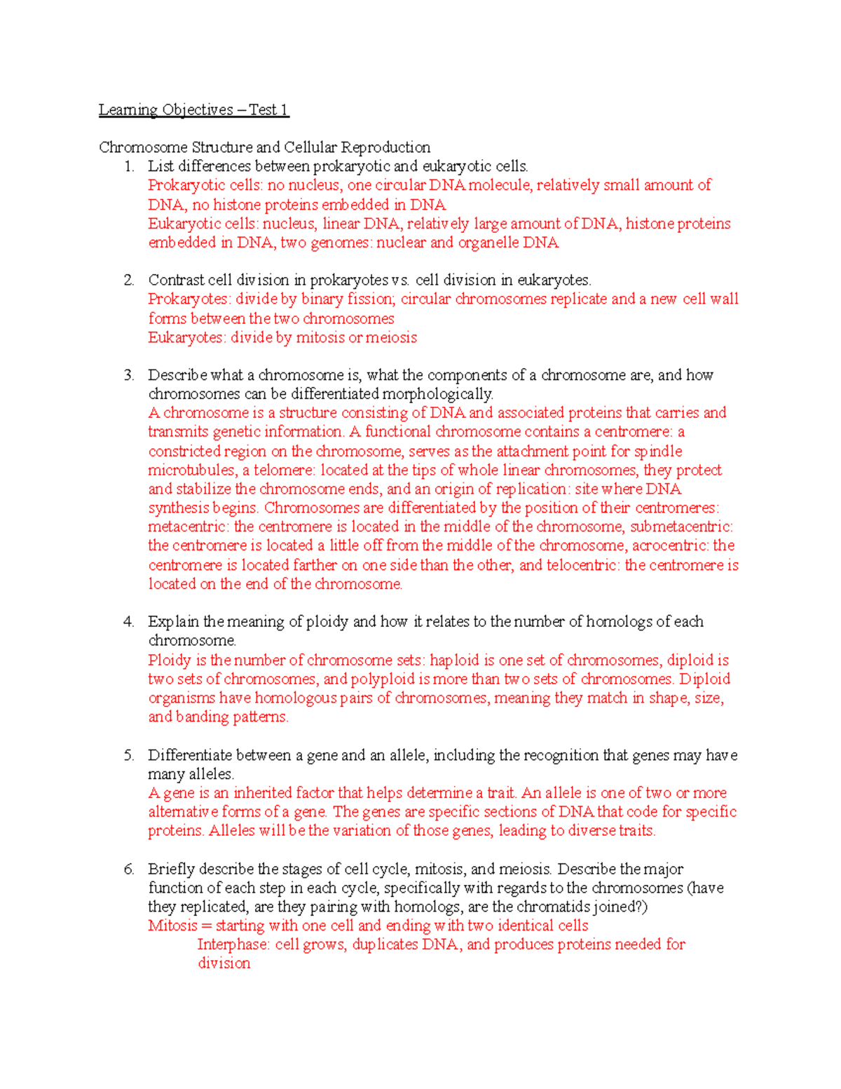 Learning Objectives - Test 1 - GENE 3200 - Learning Objectives – Test 1 ...