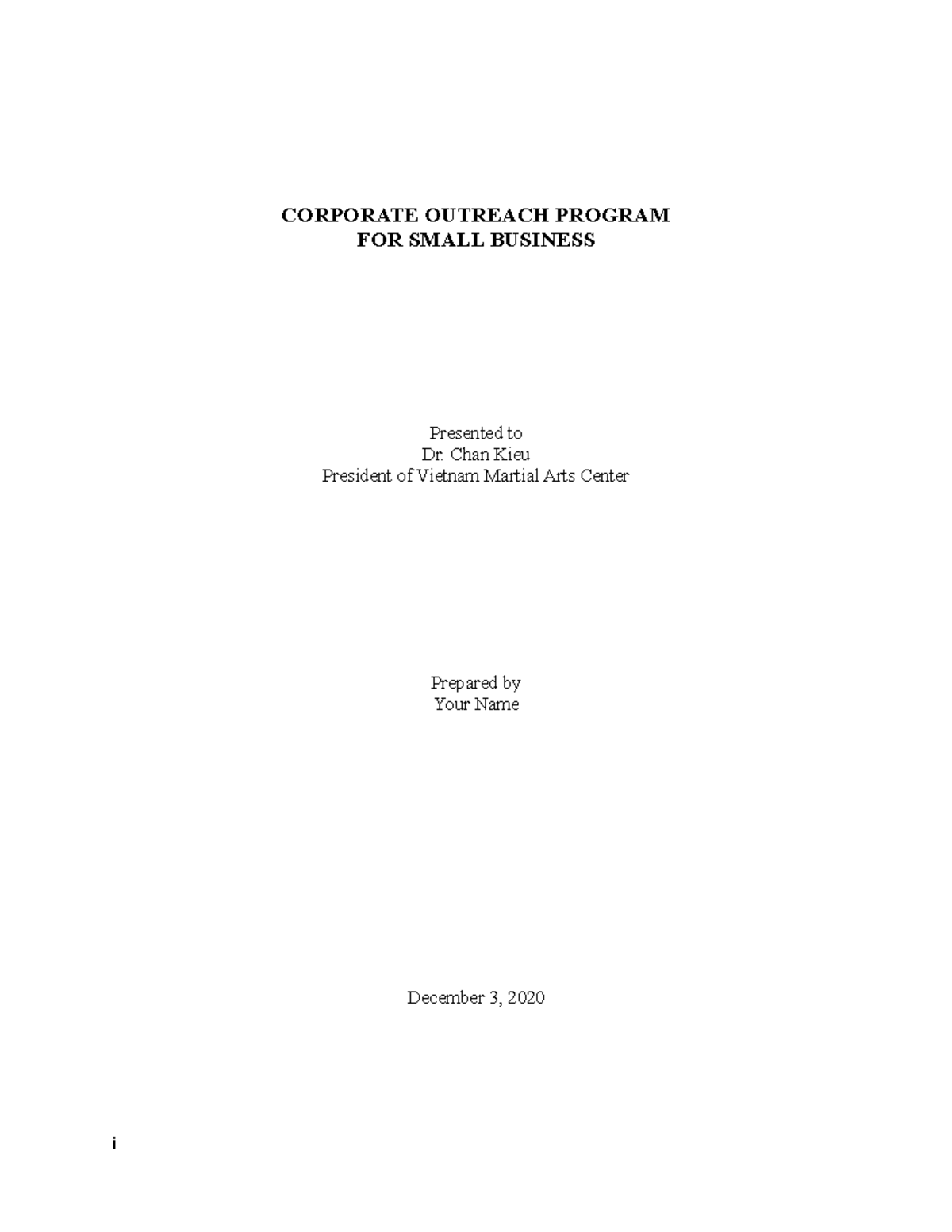 BUAD 301 - Corporate Outreach Program - CORPORATE OUTREACH PROGRAM FOR ...