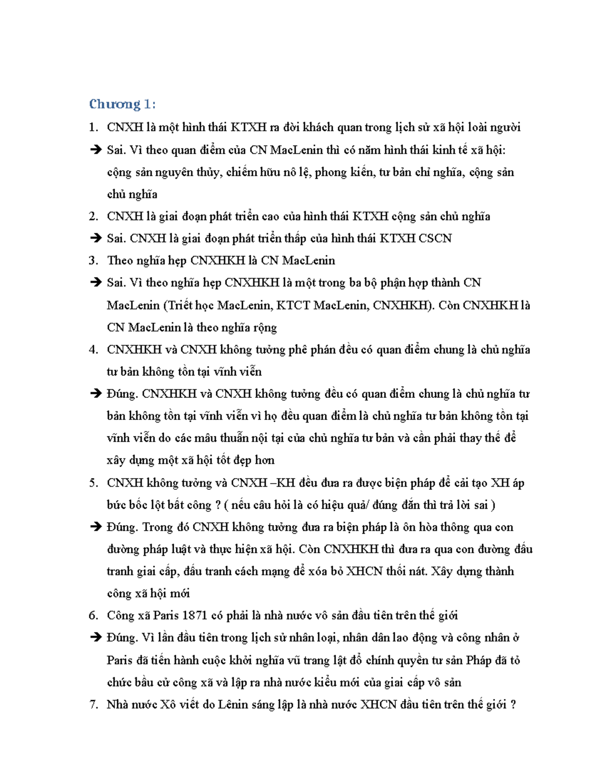 ĐÚNG-SAI-CNXH - Ch ương 1: CNXH là một hình thái KTXH ra đời khách quan ...