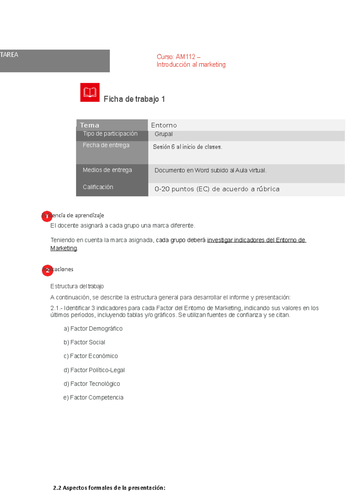 Ficha de trabajo 1 - Entorno (2021-1) - Evidencia de aprendizaje Curso ...