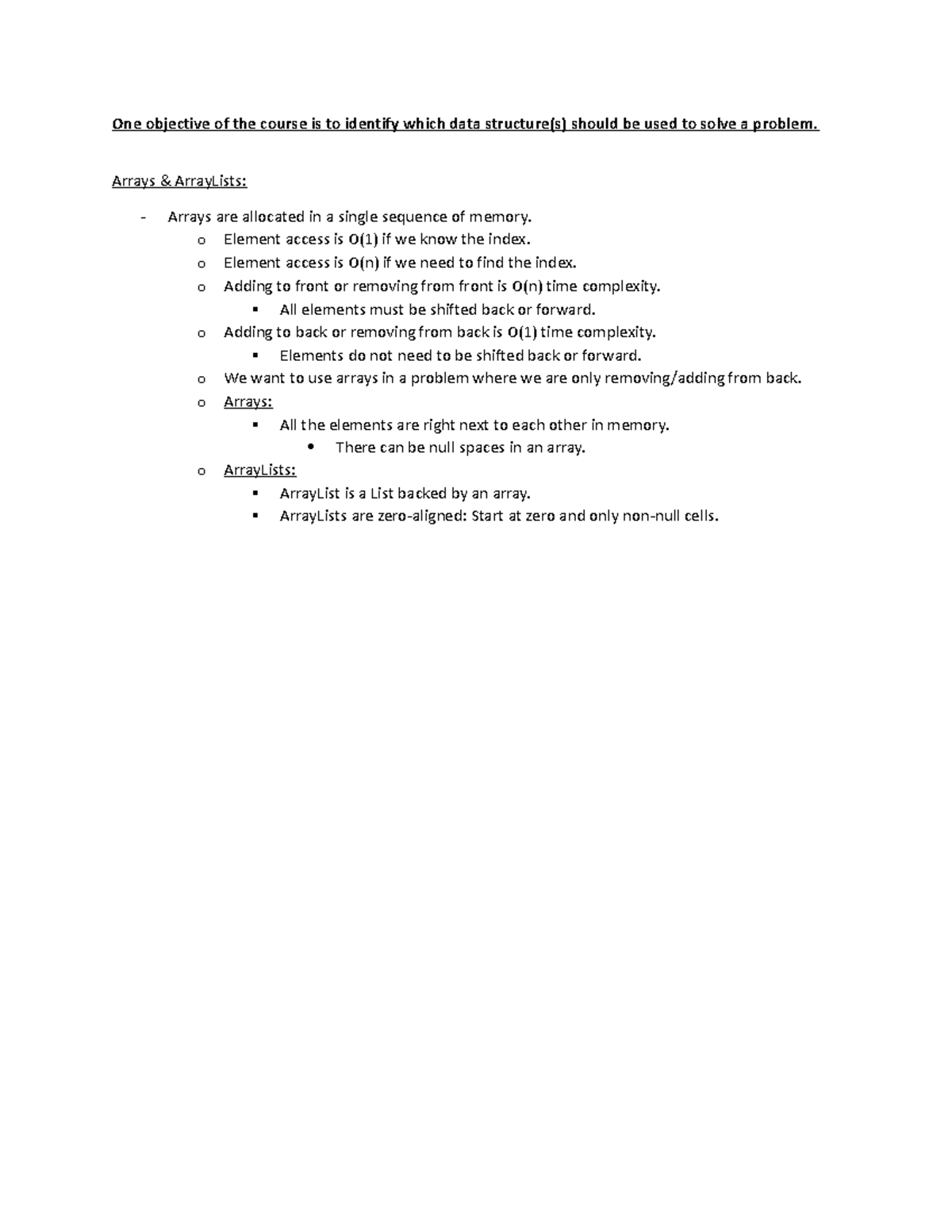 Module 1 Notes - One objective of the course is to identify which data ...