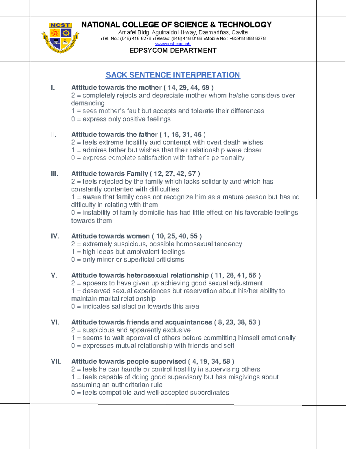 SACK Sentence Interpretation Manual - NATIONAL COLLEGE OF SCIENCE ...