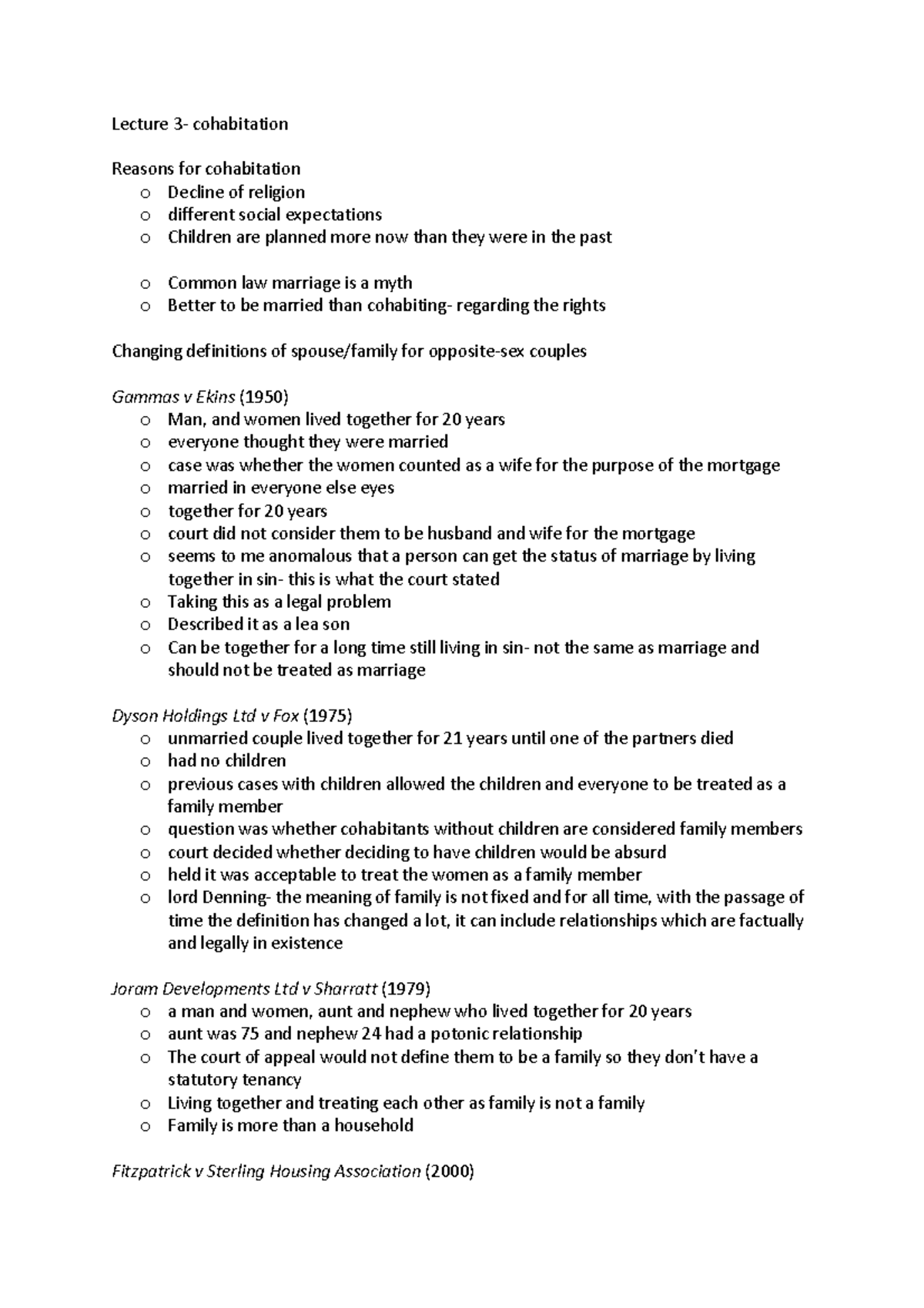 Lecture 3- cohabitation - Lecture 3- cohabitation Reasons for ...