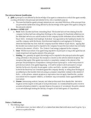 Agency Finals Outline - Agency Finals Outline Basics Elements: 1 ...