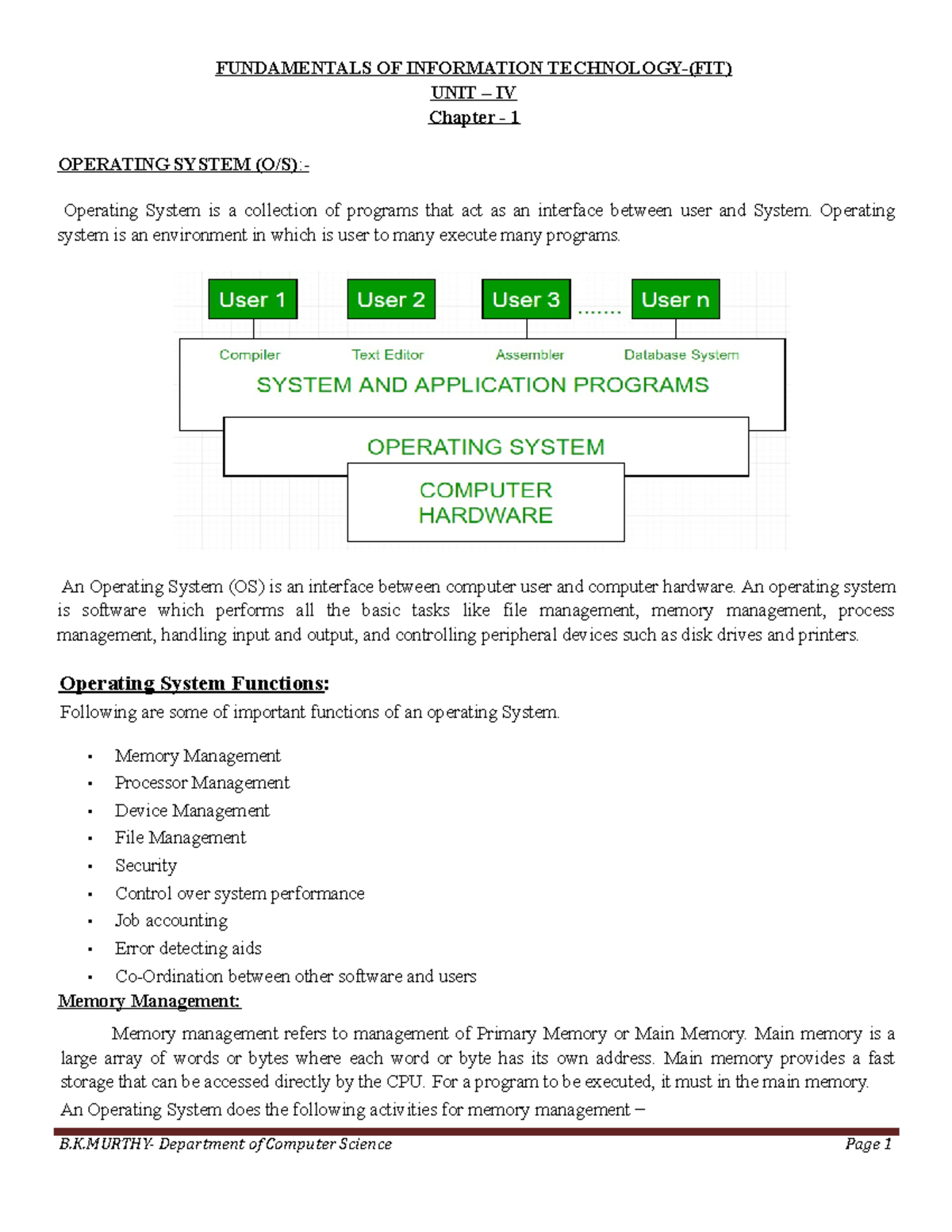 FIT-UNIT-IV - Gghffff - FUNDAMENTALS OF INFORMATION TECHNOLOGY-(FIT ...