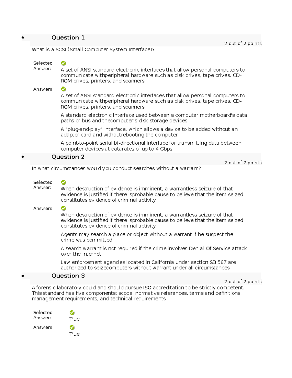 CNET 155 Midterm 2020 - Question 1 2 out of 2 points What is a SCSI (Small Computer System - Studocu